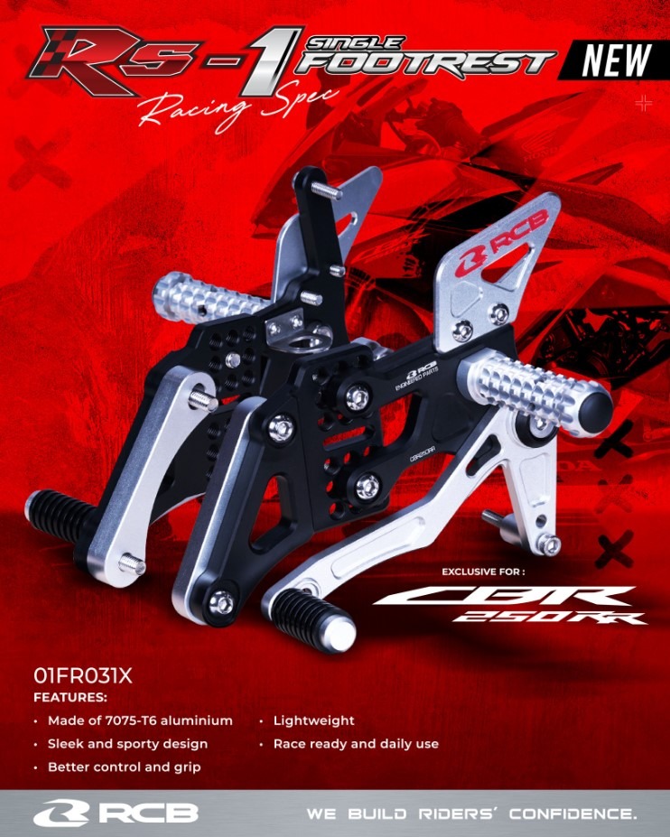 RCB Racing Boy SINGLE FOOTREST FOR HONDA CBR250RR (A17075) RS-1 SERIES ...