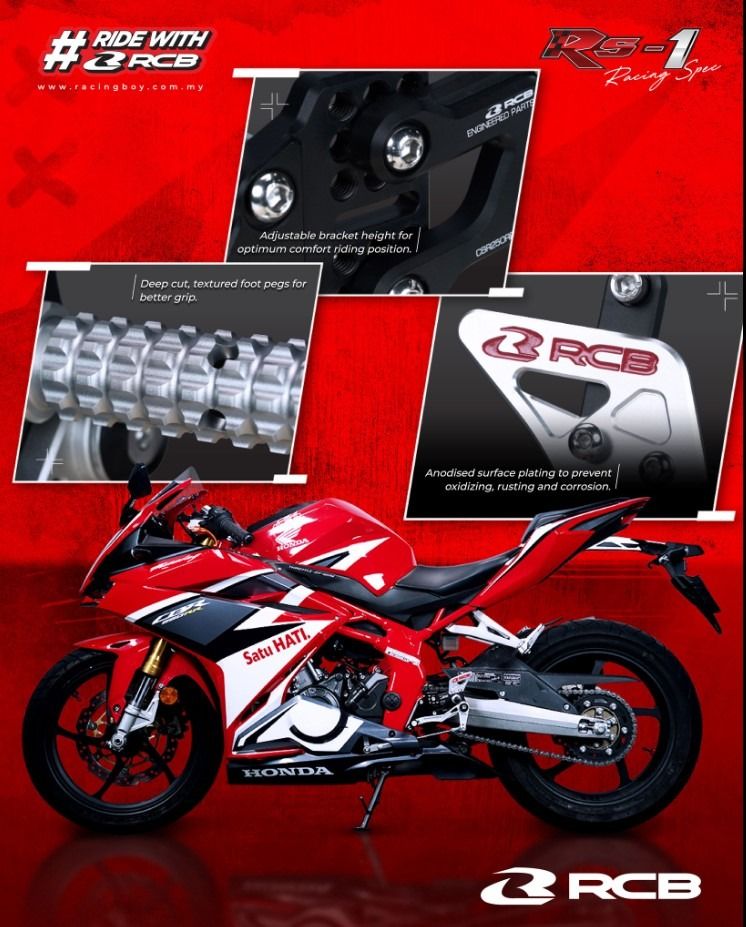 RCB Racing Boy SINGLE FOOTREST FOR HONDA CBR250RR (A17075) RS-1 SERIES ...