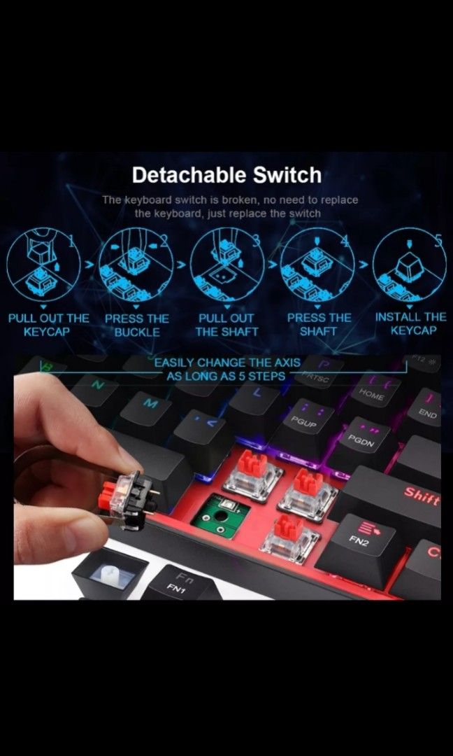 REDDRAGON mechanical keyboard wired, Computers & Tech, Parts ...