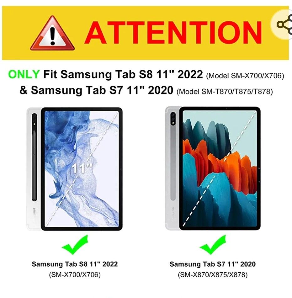 Galaxy Tab S8/Tab S7 11 Inch (Model -X700/X706/T870/T875/T878) with S Pen Holder, Slim ...