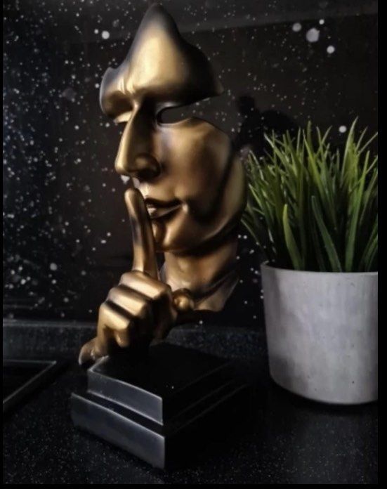 Silence Abstract Statue Sculpture (Golden), Furniture & Home Living ...