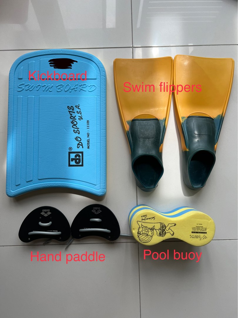 Swim gear, kickboard, flippers, swim buoy, hand paddle, Sports Equipment, Sports & Games, Water ...
