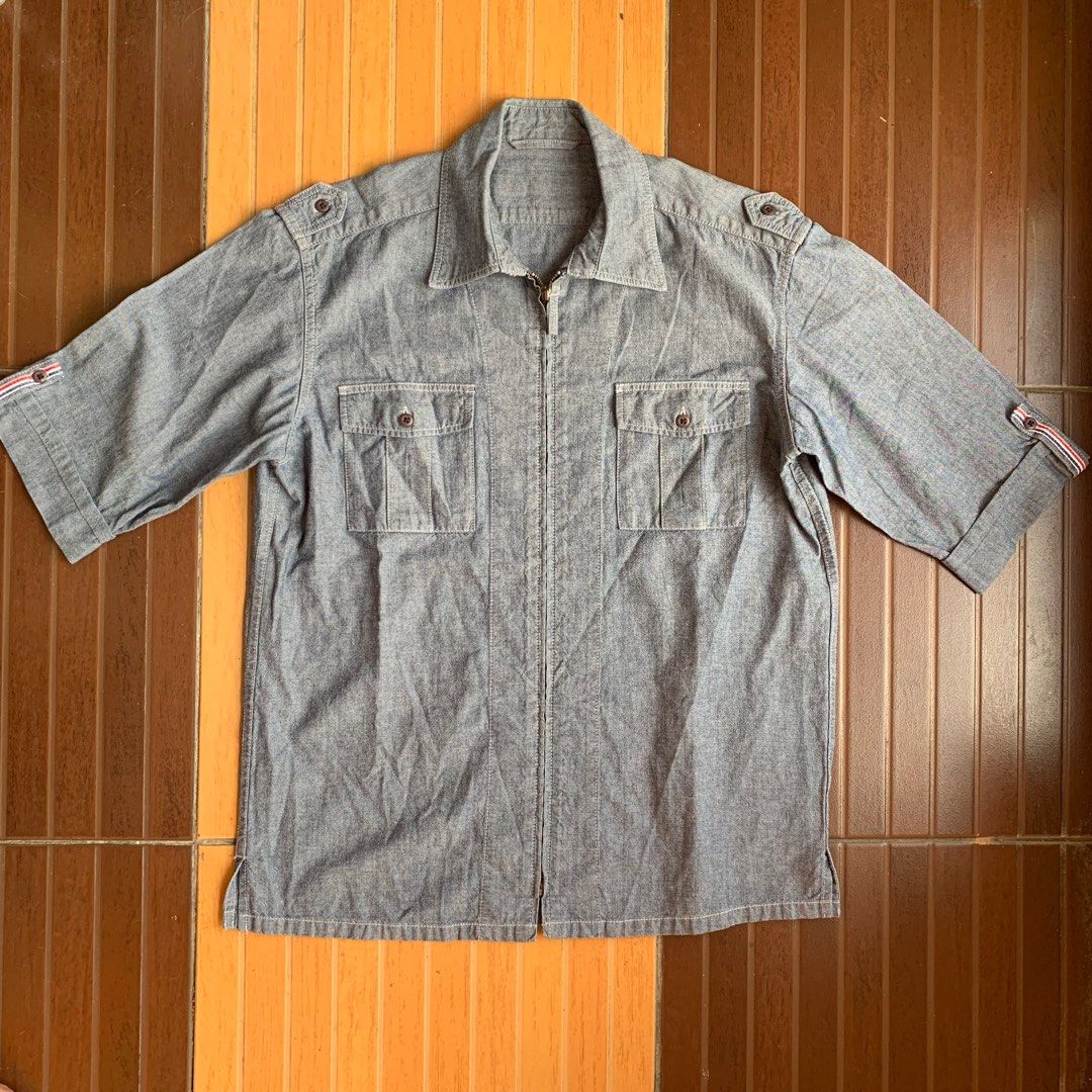 Topvalu - Japanese Workwear Chambray Shirt, Men's Fashion, Tops & Sets ...