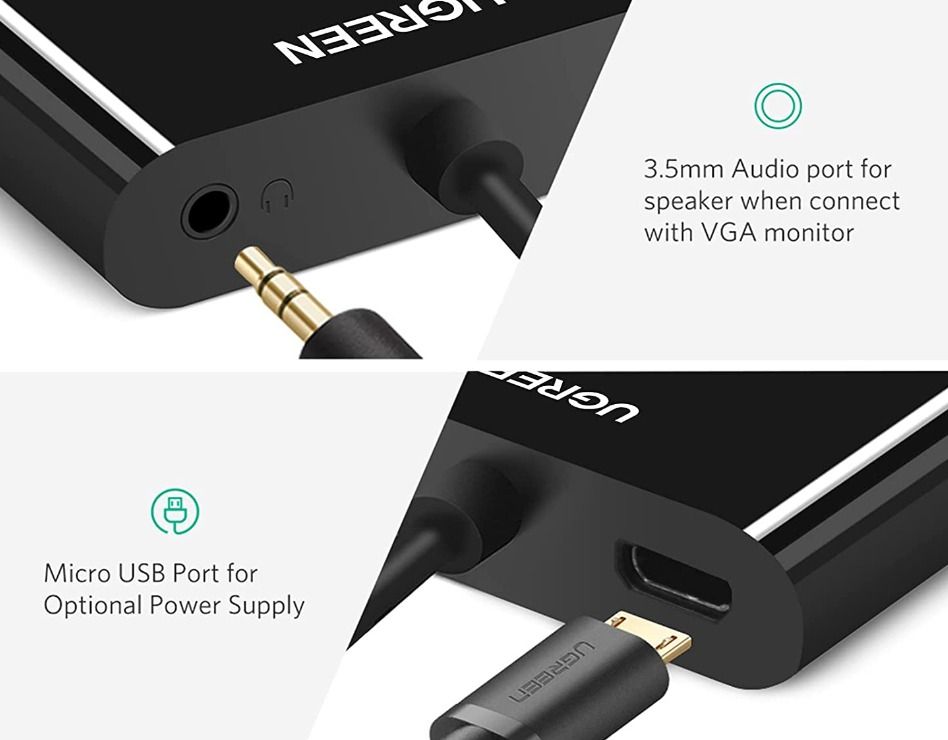 UGREEN Active Micro HDMI to HDMI VGA Video Converter Adapter, Computers & Tech, Parts ...