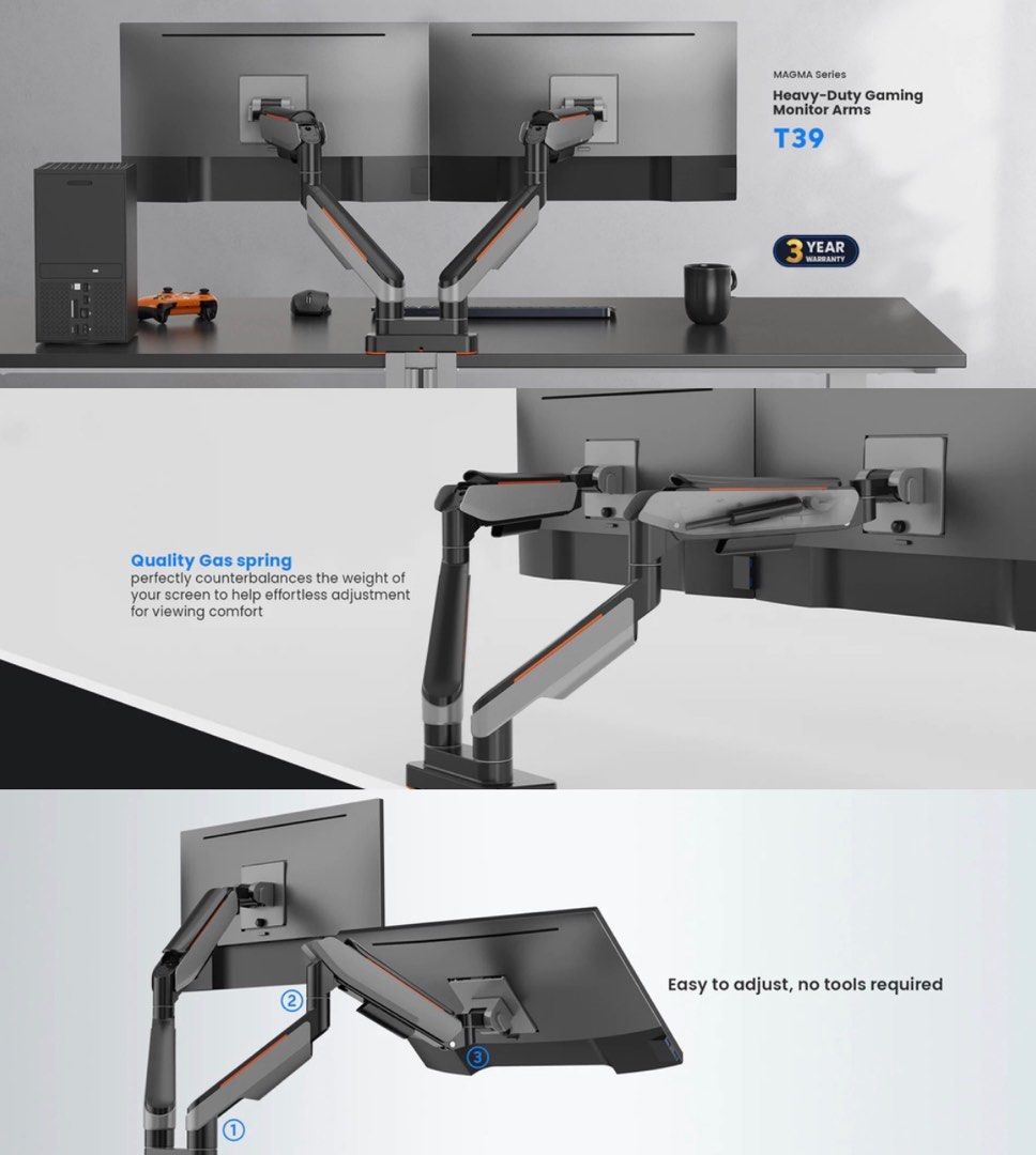 ULTi Magma Heavy-duty Dual Monitor Arm for Ultrawide Monitors (up to ...