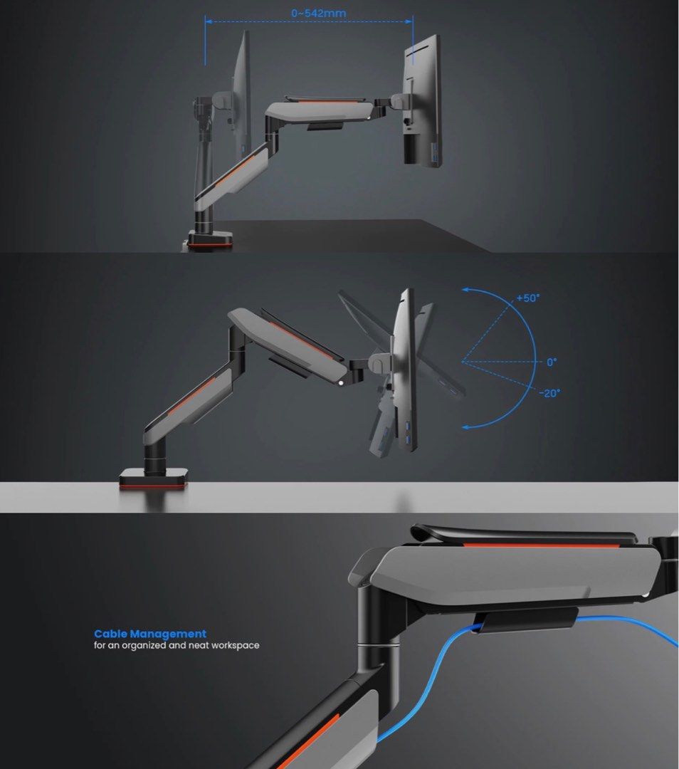 ULTi Magma Heavy-duty Monitor Arm for Ultrawide Monitors (up to 20kg & 49 inch), Computers ...