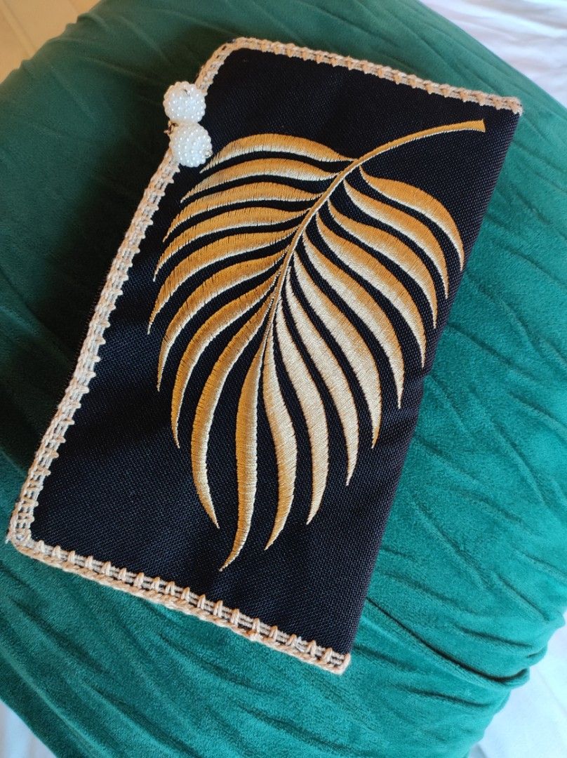 Unique gift abaca Lace wallet needlepoint black and gold luxury by ...