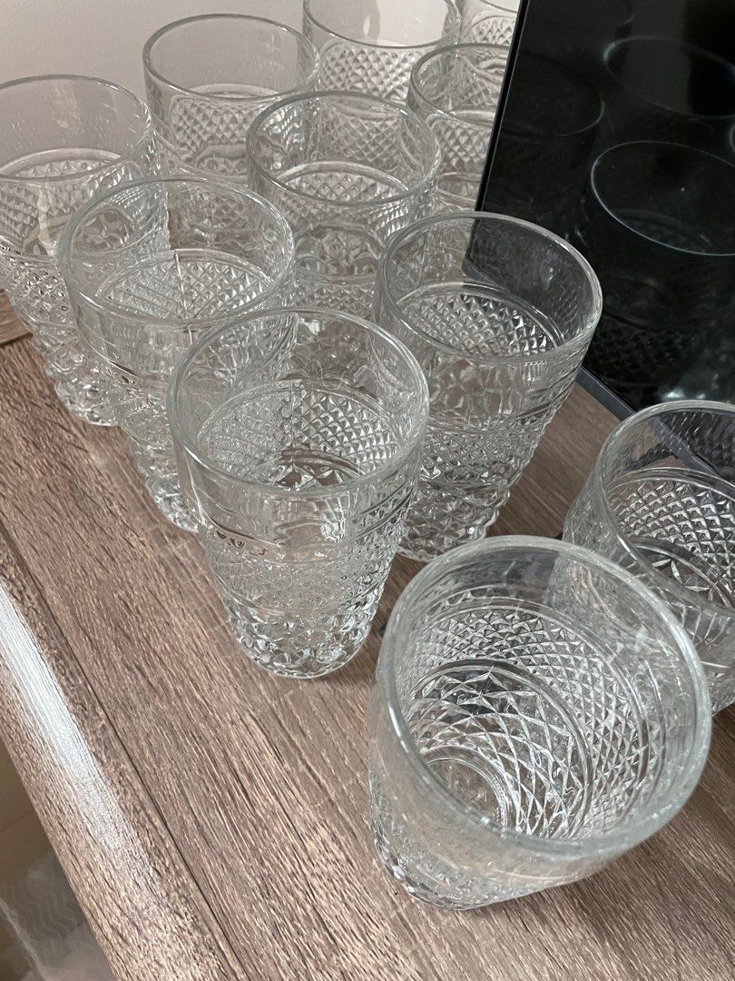 Vintage Style Drinking Glass 12pcs, Furniture & Home Living ...