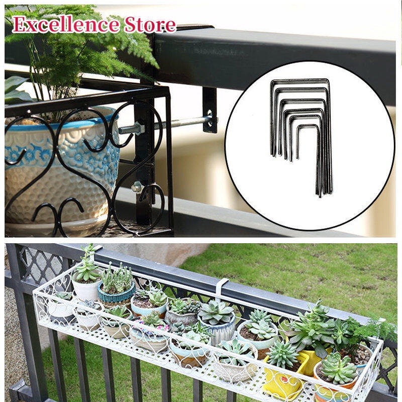 2pcs Balcony flower rack hook hanger flower shelf rack hanging wrought ...