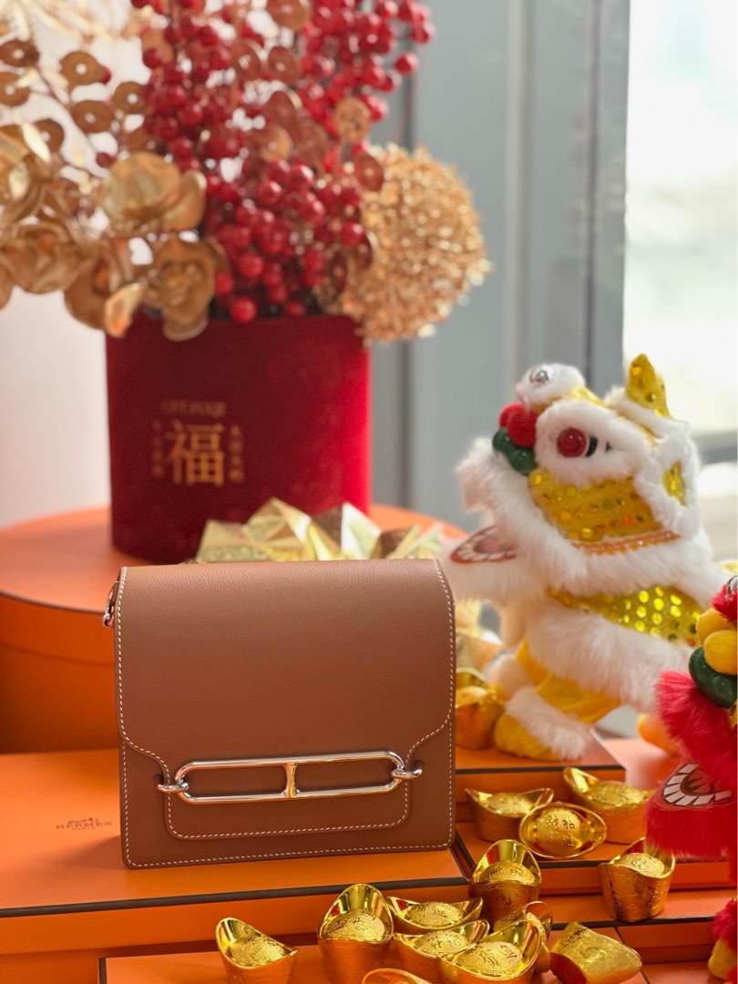 全新愛馬仕 Hermes mini roulis gold phw 金棕銀, 名牌, 手袋及銀包 - Carousell