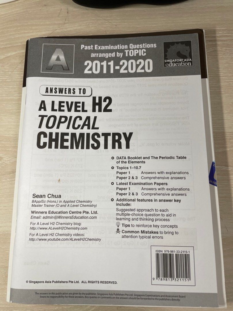 A Level H2 Chemistry TYS (Topical), Hobbies & Toys, Books & Magazines ...