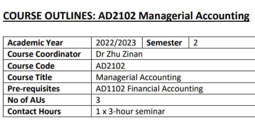 AD2101/AD2102 Managerial Accounting NBS, Hobbies & Toys, Books ...
