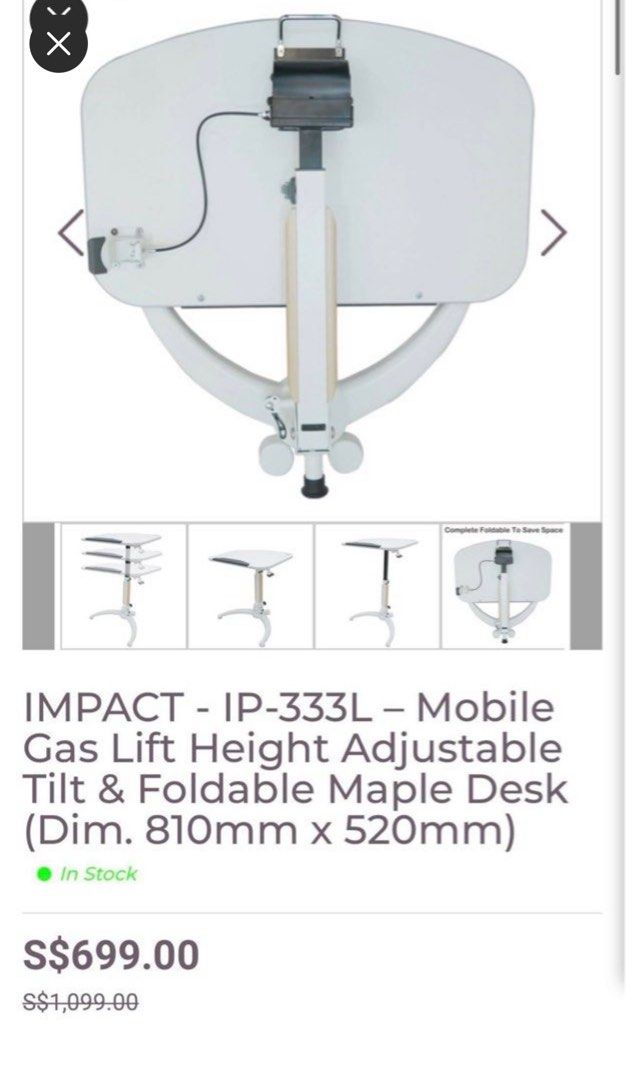 Ergoworks desk IMPACT study table IP-333L - Mobile Gas Lift Height ...