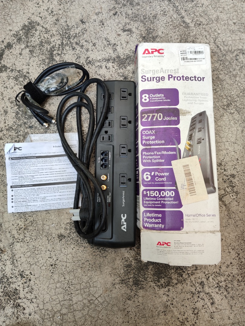 APC Home Office SurgeArrest 8 Outlet with Phone (Splitter) and Coax Protection, 120V (model ...