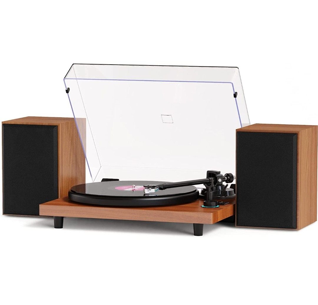 Bluetooth Record Player Wireless Turntable HiFi System Wooden Bluetooth ...