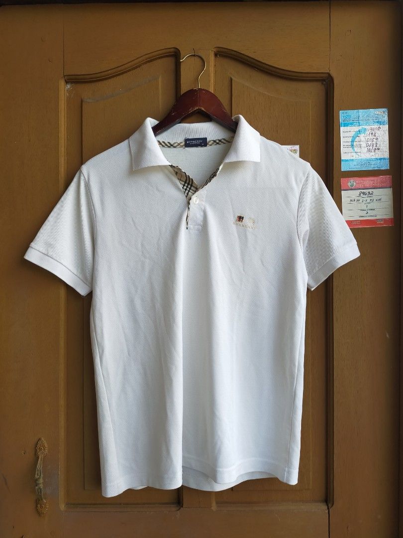 Burberry logo white polo shirt, Men's Fashion, Tops & Sets, Tshirts & Polo Shirts on Carousell