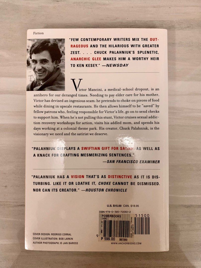 Choke by Chuck Palahniuk, Hobbies & Toys, Books & Magazines, Fiction ...