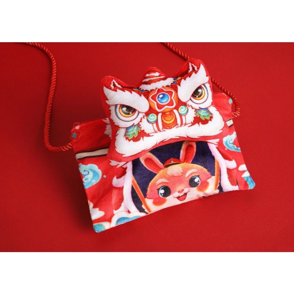 CNY Dancing Lion Ang Bao Pouch Rabbit Year CNY Sling Bag Chinese New ...