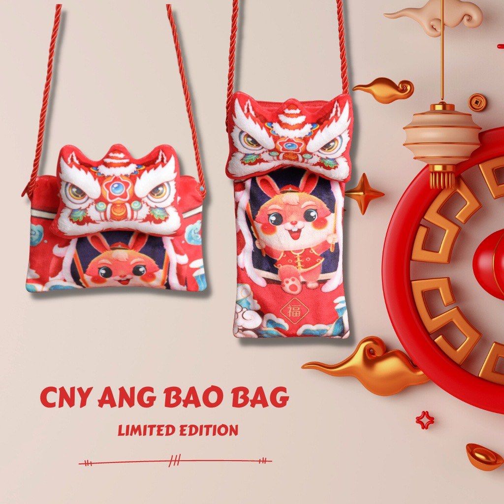 CNY Dancing Lion Ang Bao Pouch Rabbit Year CNY Sling Bag Chinese New ...