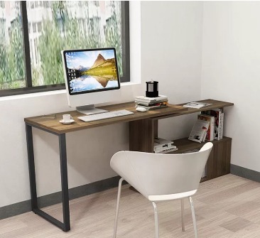 Computer table/ Study table with bookshelf storage / Rotatable design ...