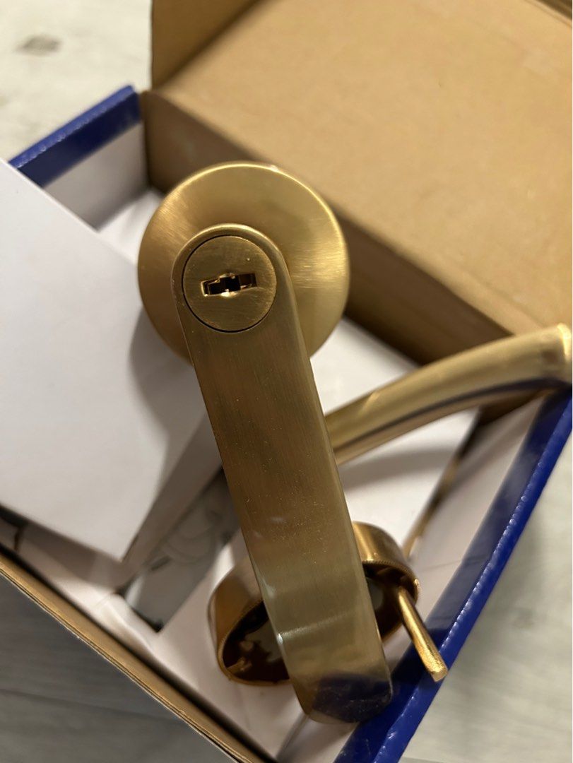 Door handle lock full set in Gold, Furniture & Home Living, Security ...