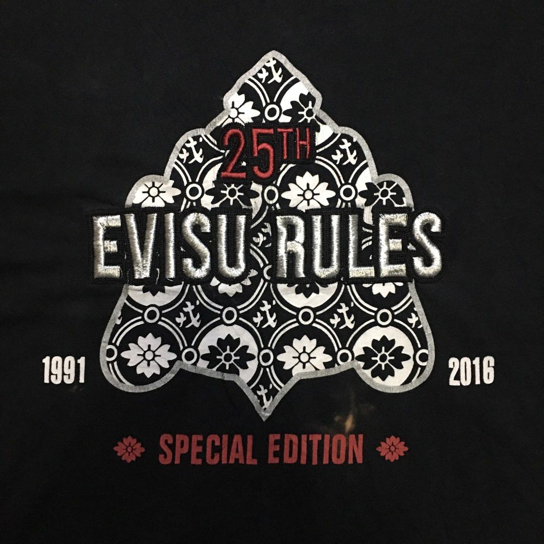 EVISU EMBROIDERED 25th Evisu Rules, Men's Fashion, Tops & Sets, Tshirts & Polo Shirts on Carousell