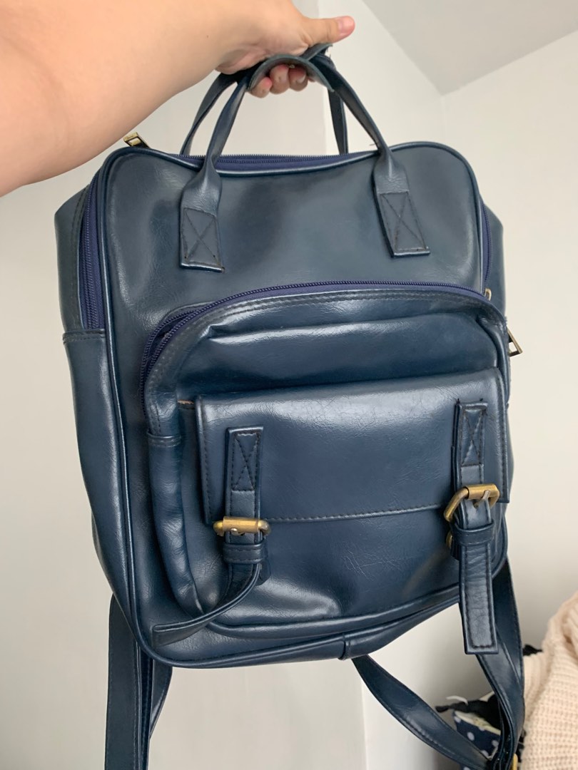 Faux Leather Buckle Backpack, Women's Fashion, Bags & Wallets ...