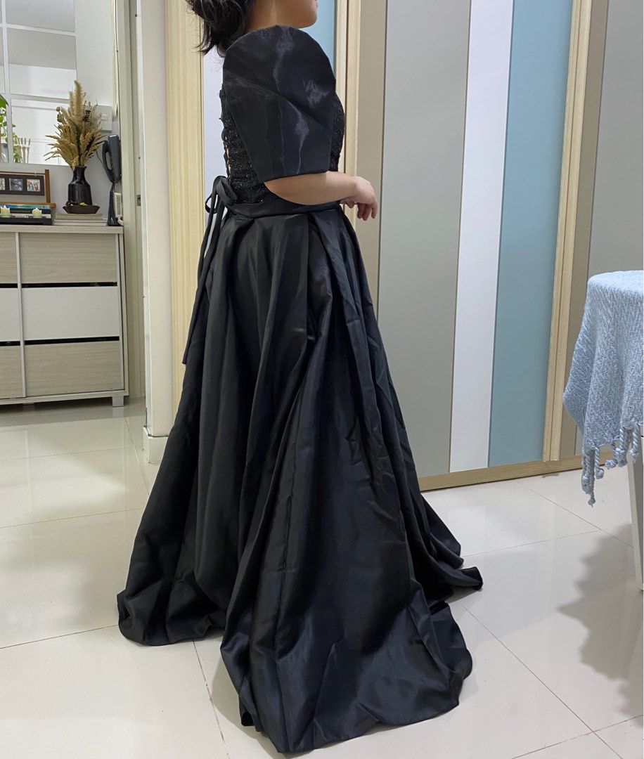 Filipiniana Black Gown, Women's Fashion, Dresses & Sets, Evening ...