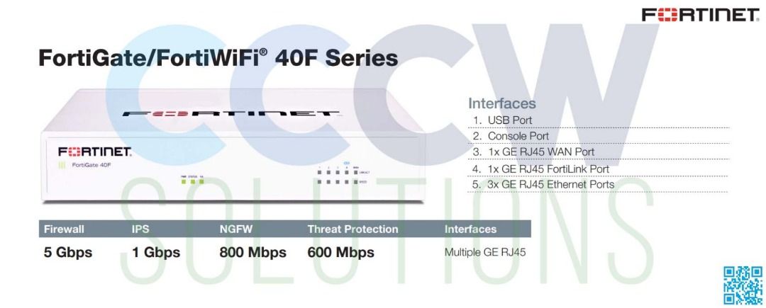 FortiNet - Fortinet FortiGate 40F Next Generation Firewall Secure SD ...