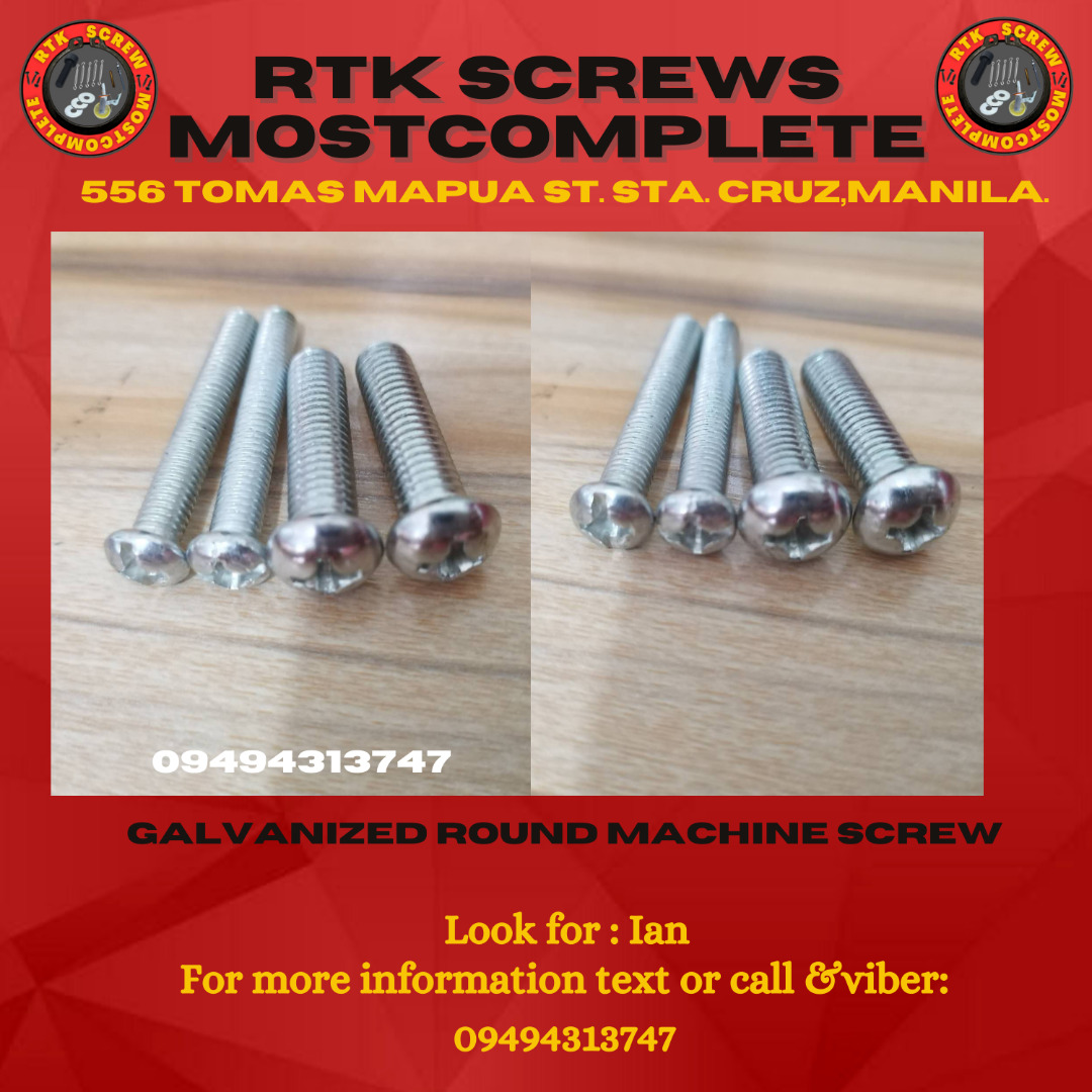 Galvanized Round Machine Screw 4*20 1000pcs, Commercial & Industrial ...