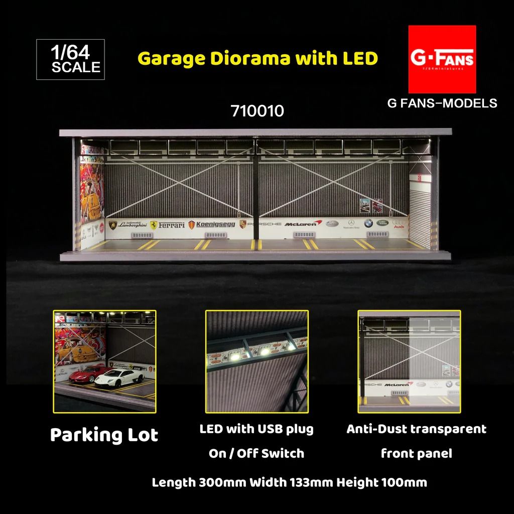 G-FANS 1:64 Car Garage Diorama with LED Lights, Hobbies & Toys, Toys ...