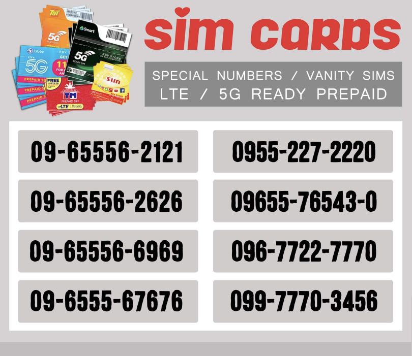 GLOBE / TM Special Numbers Vanity Sim Cards 5G, Mobile Phones & Gadgets ...