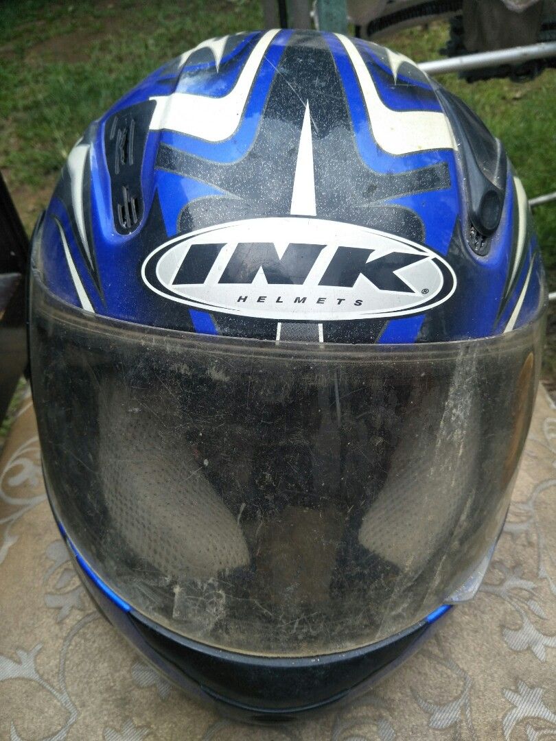 Helm Full Face Ink, Kombinasi Biru Hitam, Motor di Carousell