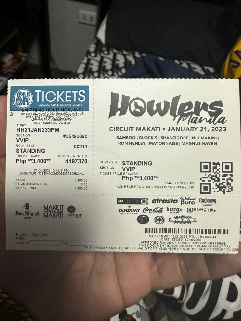 Howlers Manila VVIP ticket, Tickets & Vouchers, Event Tickets on Carousell