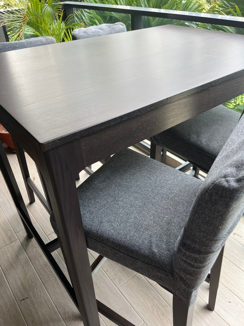 IKEA ekedalen bar table plus 4 ikea high chairs, Furniture & Home ...