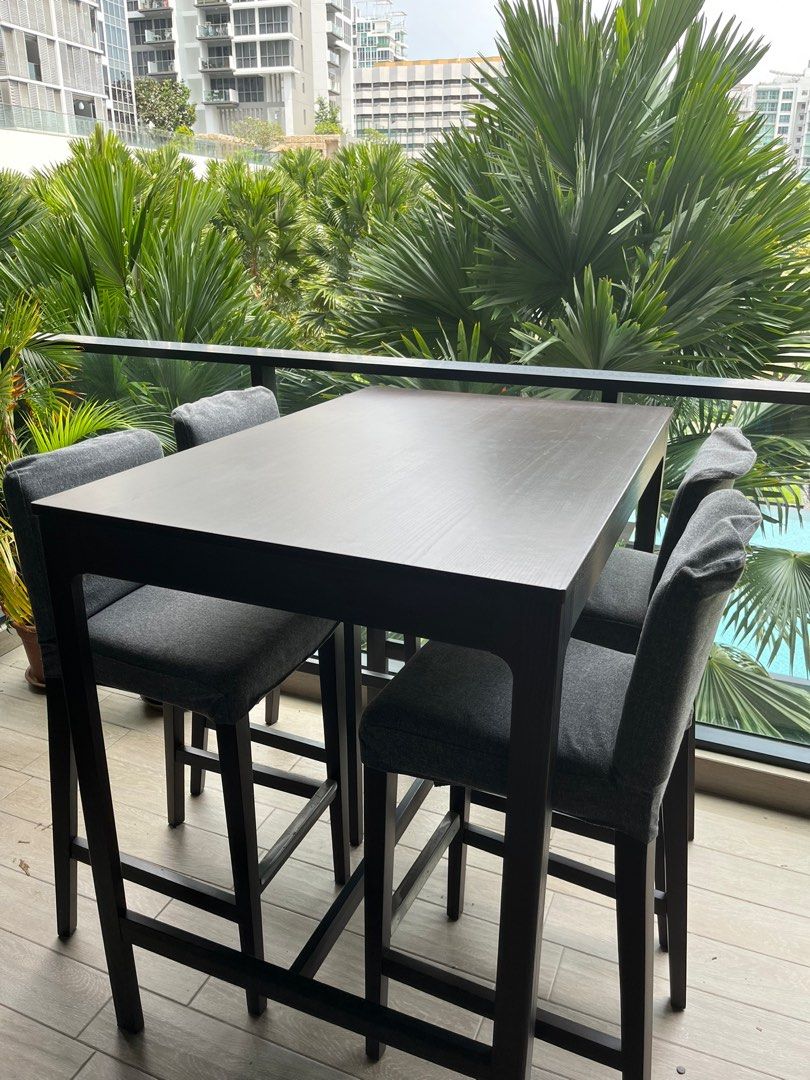 IKEA ekedalen bar table plus 4 ikea high chairs, Furniture & Home ...