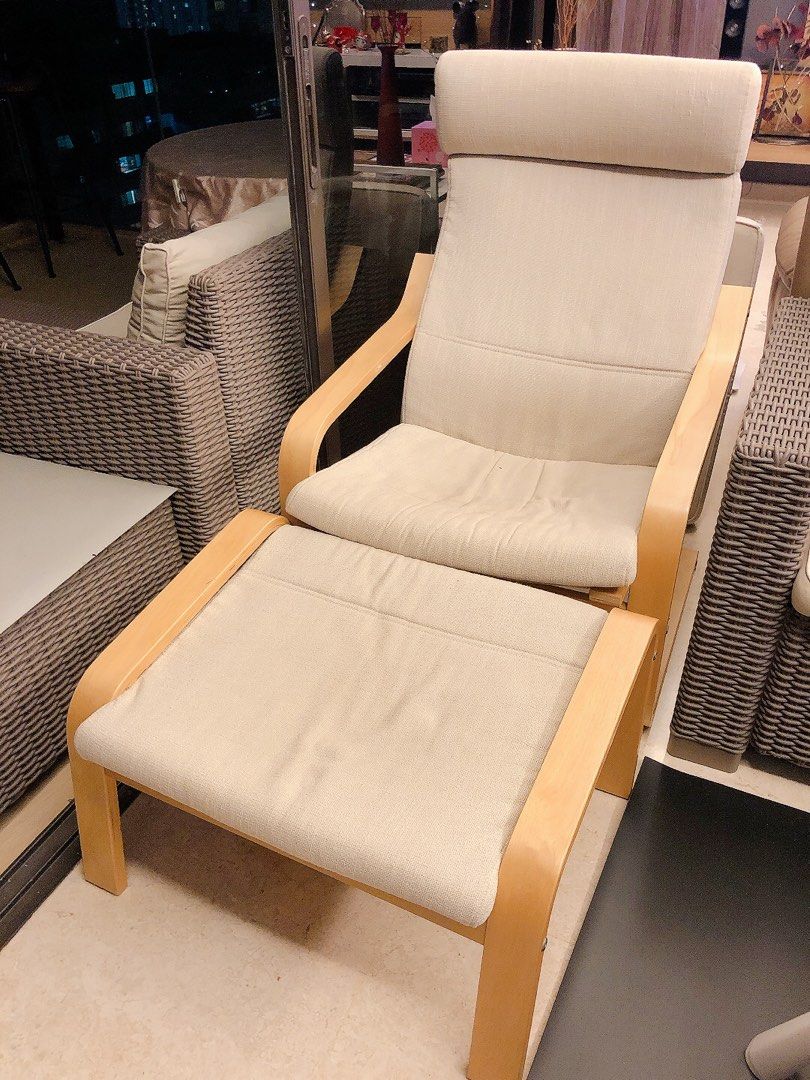 IKEA Poang Chair & Leg Rest, Furniture & Home Living, Furniture, Chairs ...