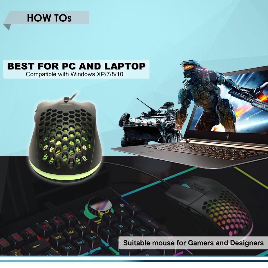 INPLAY M066 HOLLOW LUMINOUS GAMING MOUSE, LIGHTWEIGHT COLORFUL LED, USB ...