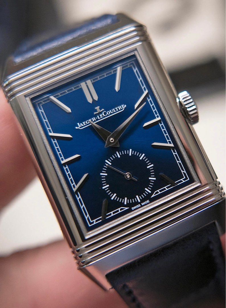 JLC Reverso Blue Dial Ultra Thin Monoface, Luxury, Watches on Carousell