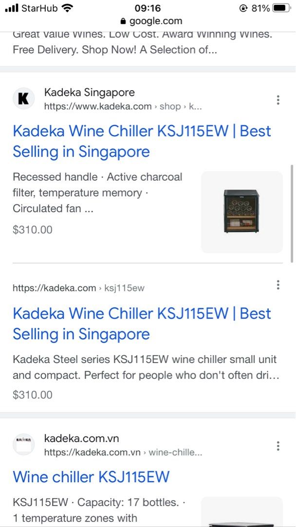KADEKA (Japan) wine chiller . - small, Furniture & Home Living ...