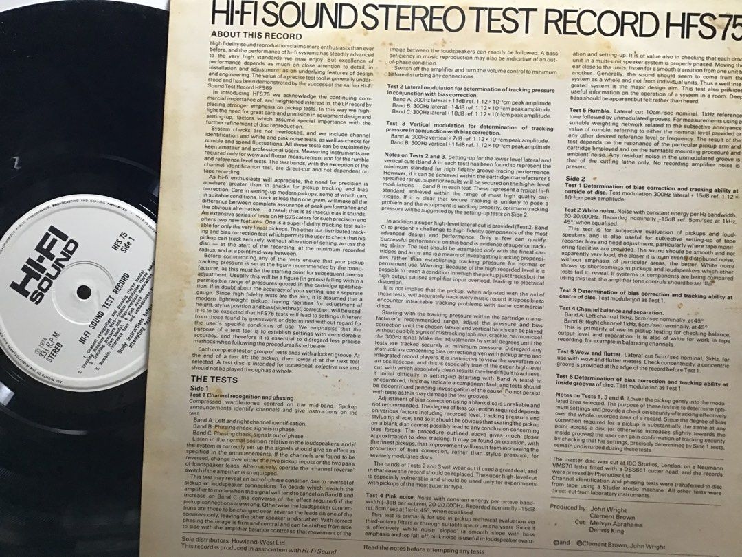 LP Audiophile Hi-Fi Stereo Test Record OOP VINYL RECORD Anubis Piring ...