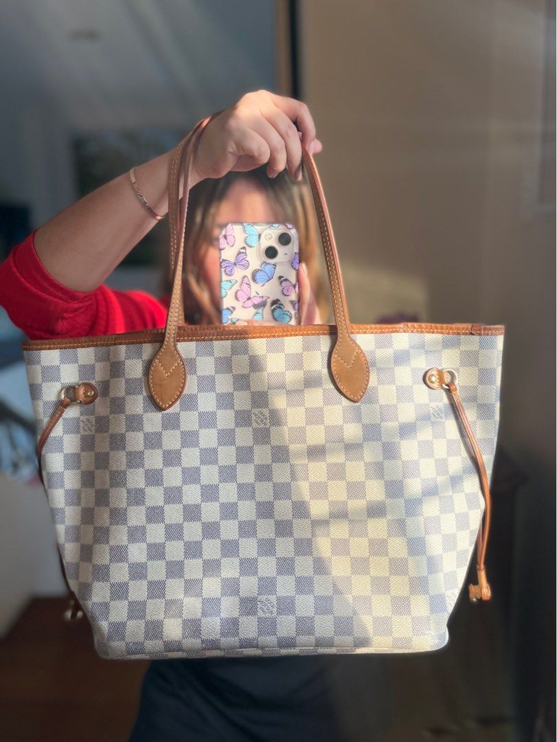 LV Neverfull Azur PM, Luxury, Bags & Wallets on Carousell