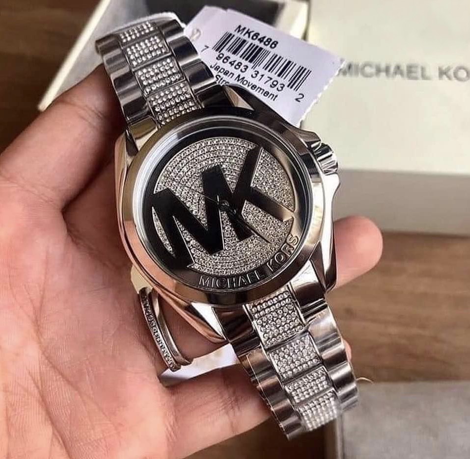 MK LOGO FULL GLITZ DIAL BIG SIZE AUTHENTIC WATCH, Women's Fashion ...