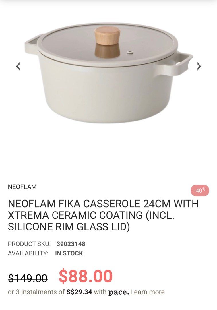 Neoflam Fika Cooking Pot, Furniture & Home Living, Kitchenware ...