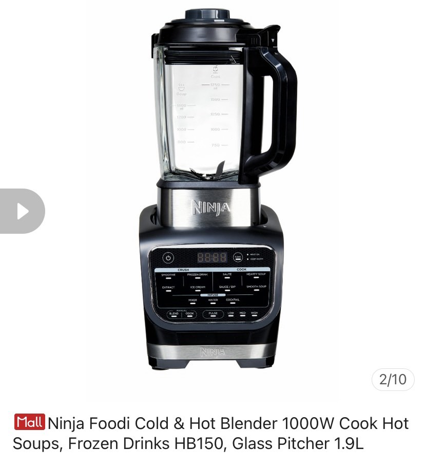 Ninja Foodi Cold & Hot Blender 1000W Cook Hot Soups, Frozen Drinks ...