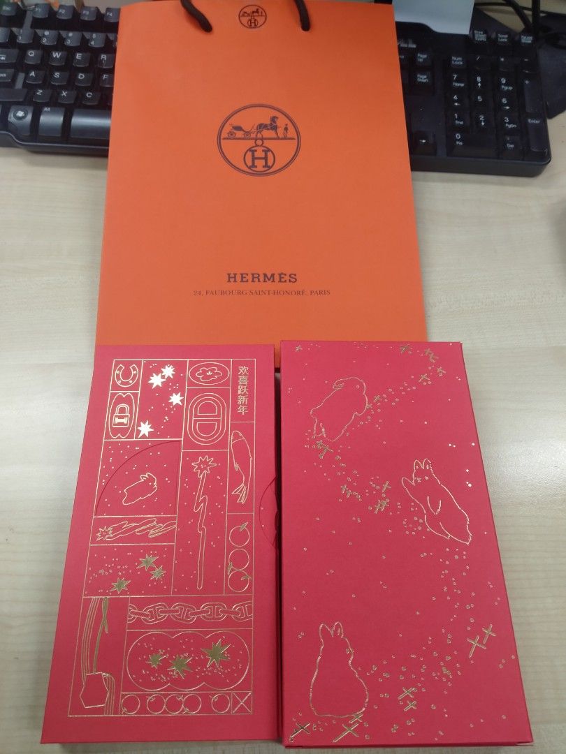 ORIGINAL HERMES 2023 RED ANGPOW PACKET WITH BOX AND PAPERBAG, Luxury ...
