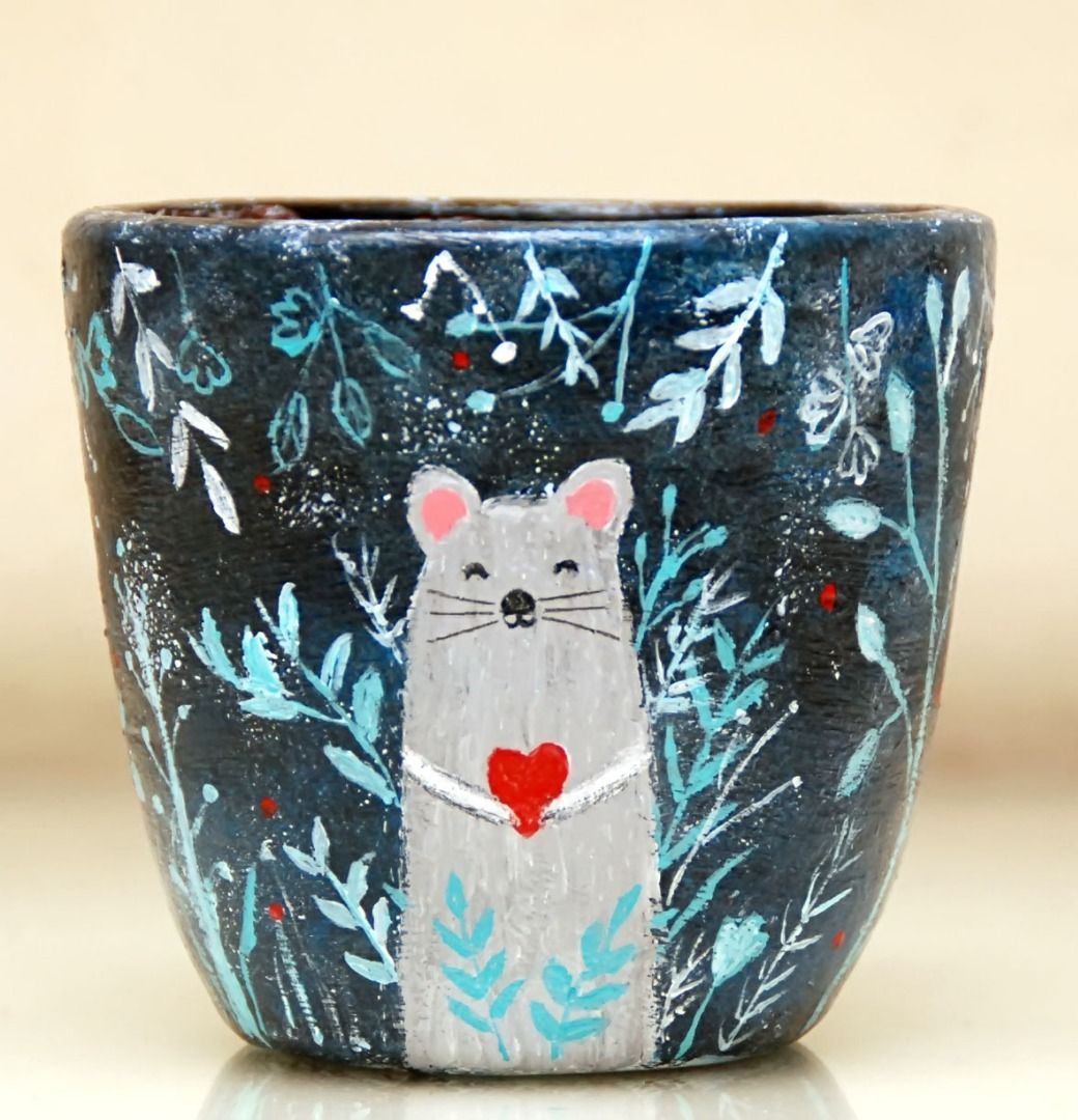 Pot Lukis/Pot Gerabah Tanah Liat Terakota Tabung/Pot Tanaman D10/Seri ...