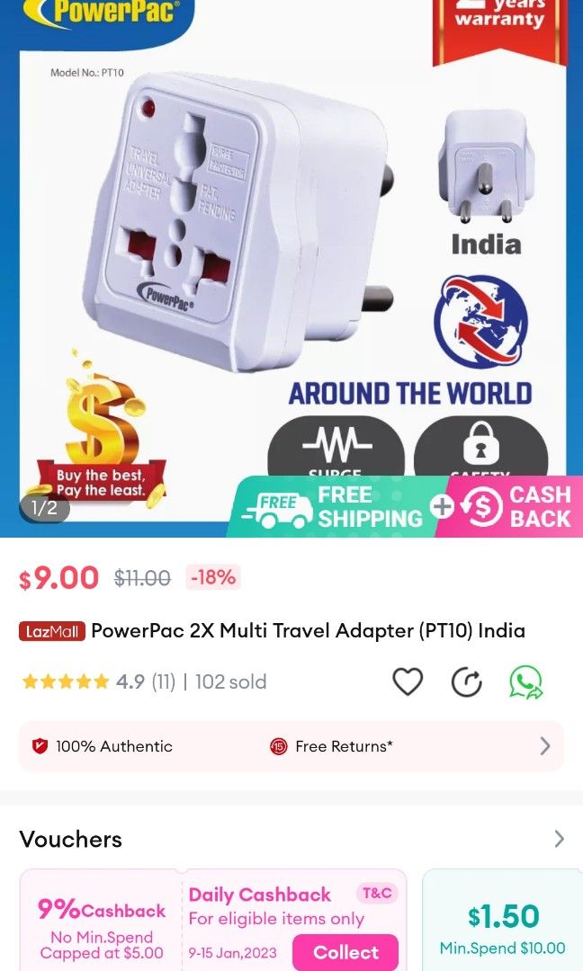 Powerpac India Nepal travel adapter, TV & Home Appliances, Electrical ...