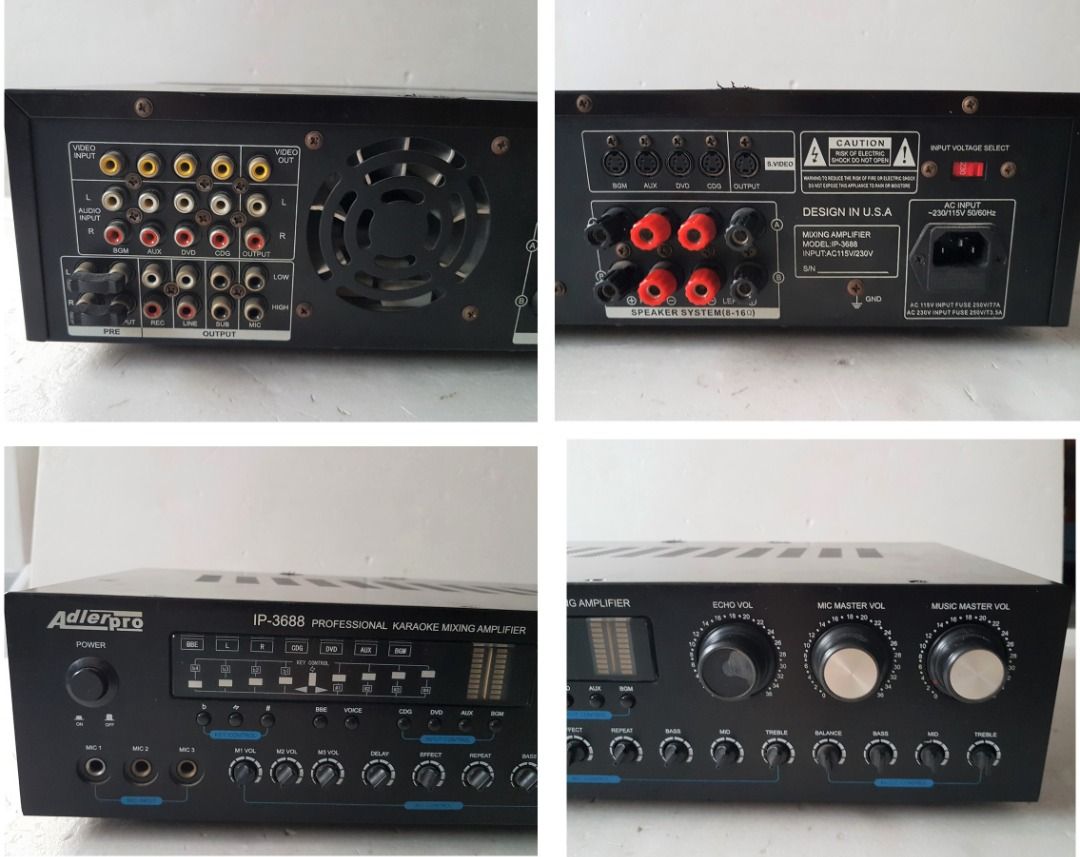 Professional Karaoke Mixing Amplifier, 150 watts, Adler Pro Model IP ...