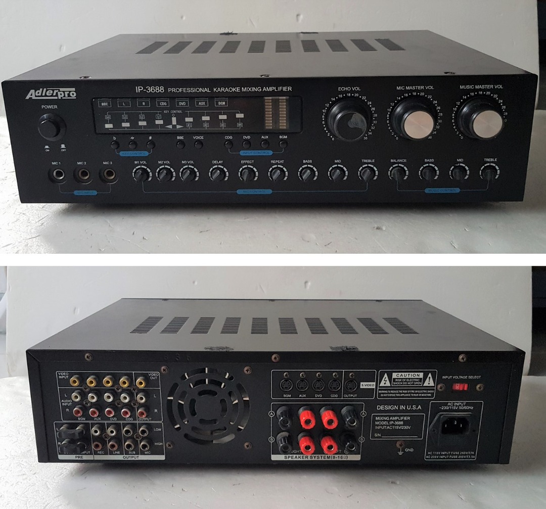 Professional Karaoke Mixing Amplifier, 150 watts, Adler Pro Model IP ...